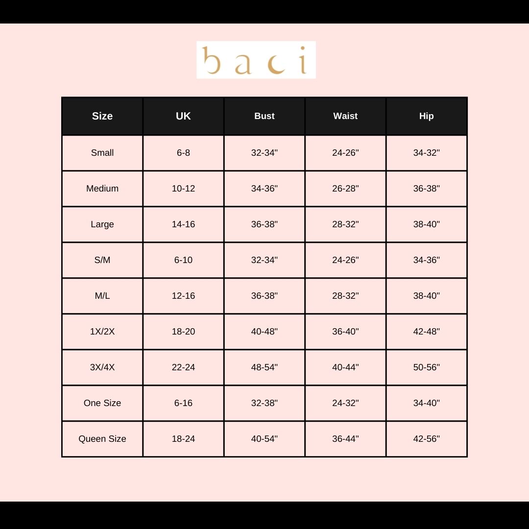 Size Charts – Wholesale Lingerie